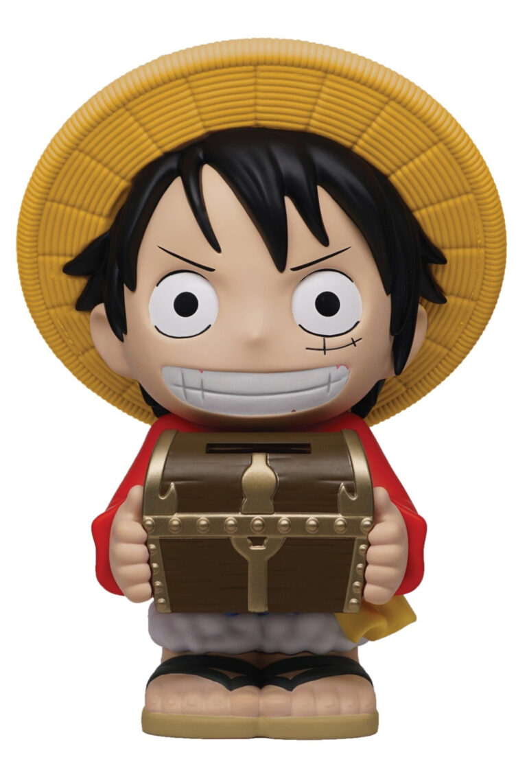 Cofre Monkey D. Luffy PVC Figural Bank com Baú do Tesouro Pirata (One ...