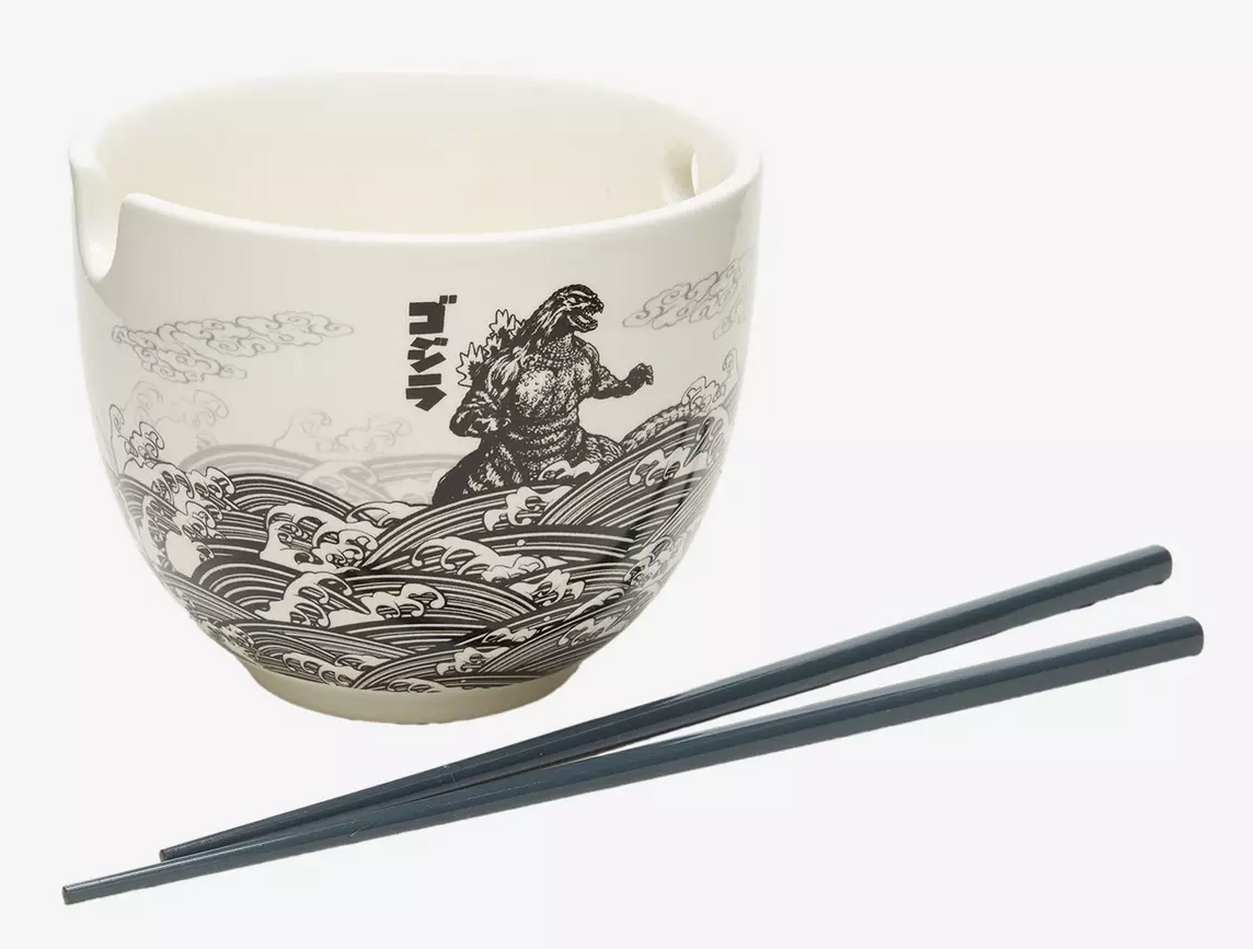 Tigela Ramen Godzilla em Meio a Ondas em Estilo Ukiyo-e « Blog de Brinquedo