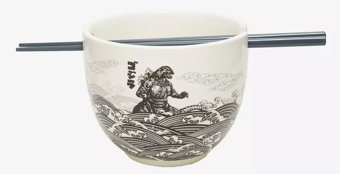 Tigela Ramen Godzilla em Meio a Ondas em Estilo Ukiyo-e « Blog de Brinquedo